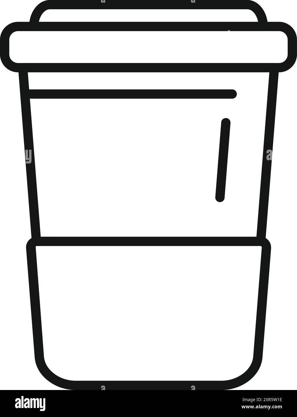 Simple black and white line art illustration of a disposable coffee cup ...