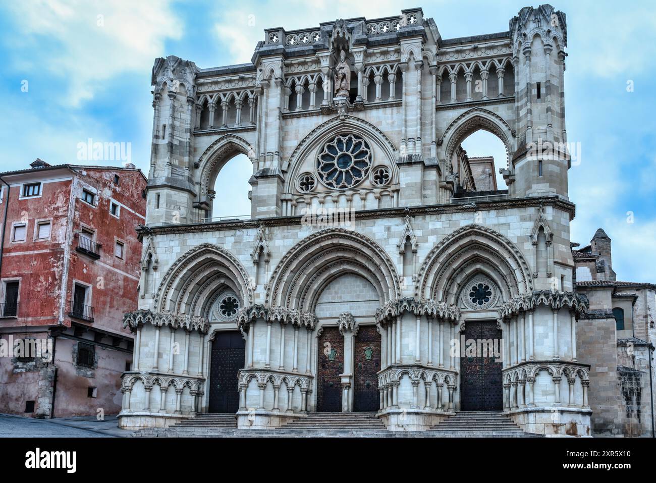 facade of the Gothic cathedral of Cuenca in Spain Stock Photo - Alamy