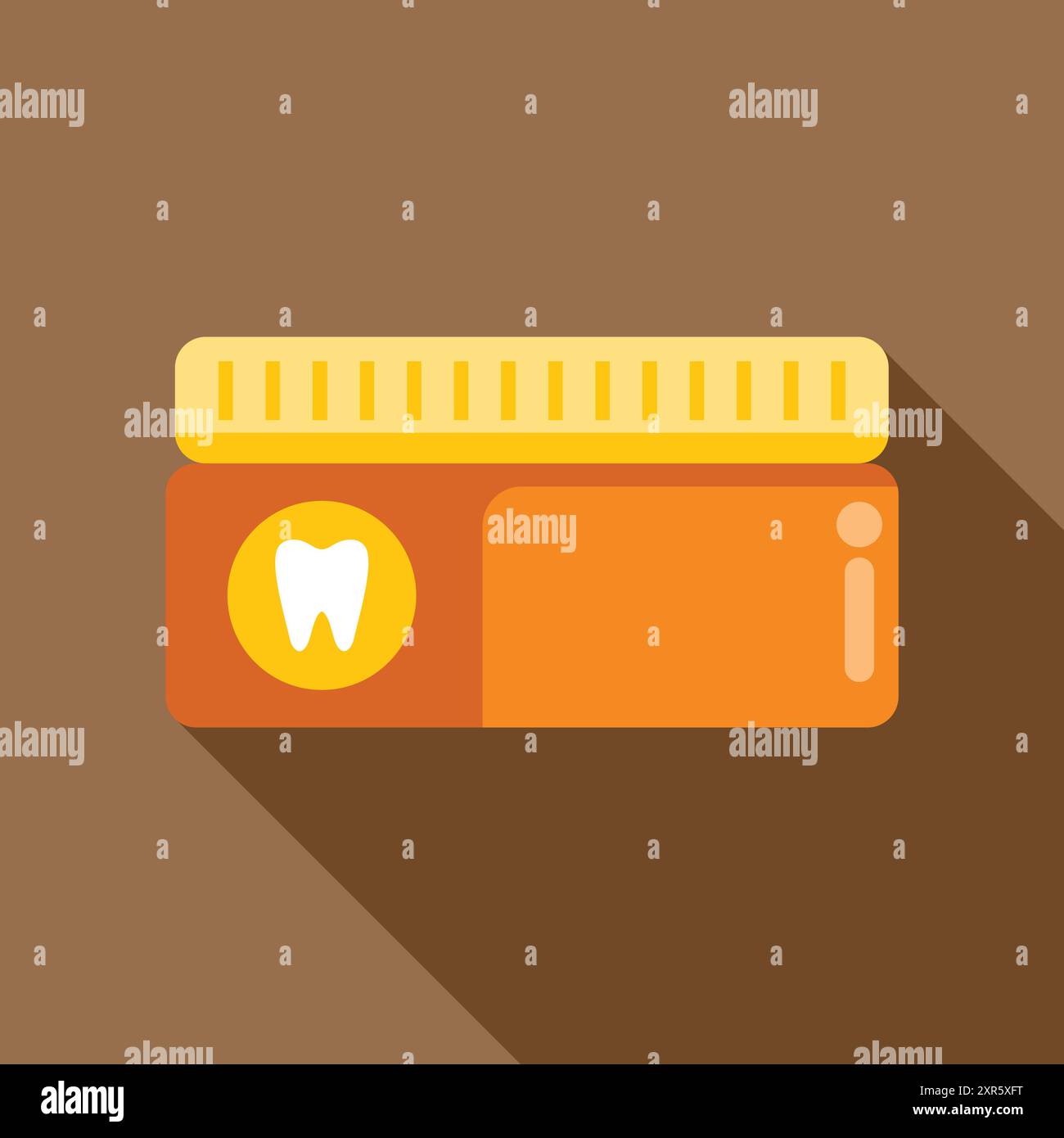 Toothpaste tube with white tooth symbol lying on brown surface Stock ...