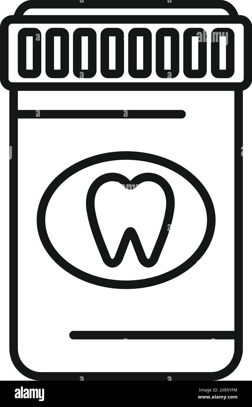 Line drawing of a tube with a tooth symbol, representing a dental care ...
