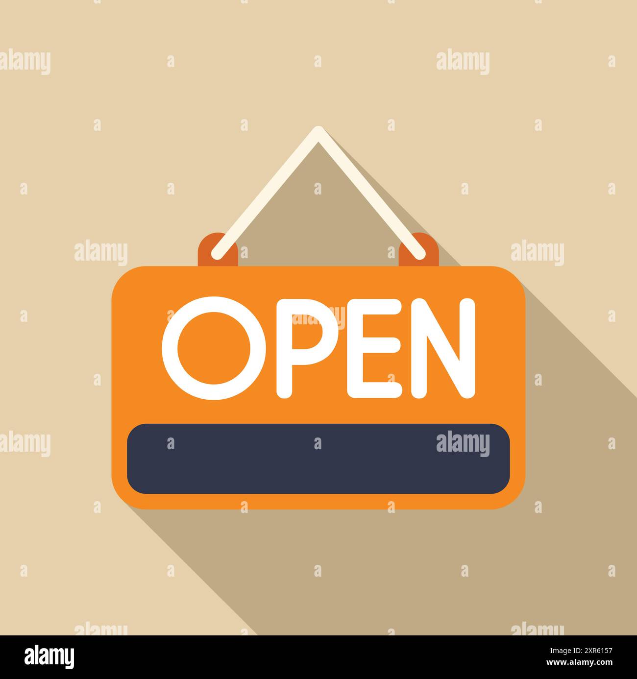 Orange and blue open sign is hanging on a door, indicating that the ...