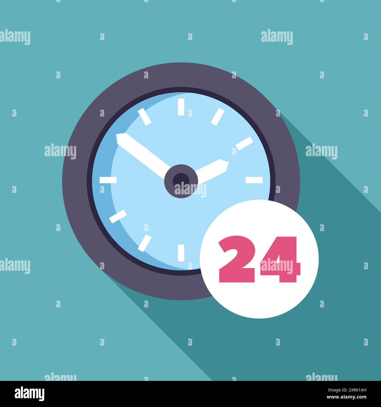 Clock is showing twenty four hours open around the clock concept Stock ...