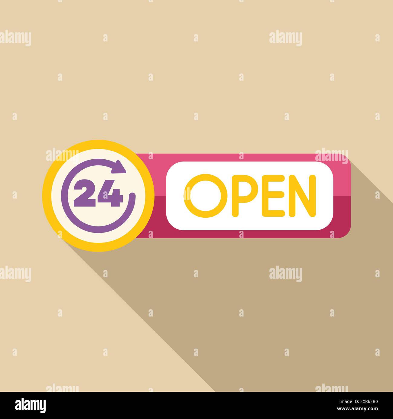 Open 24 hours sign indicating business operating around the clock Stock ...