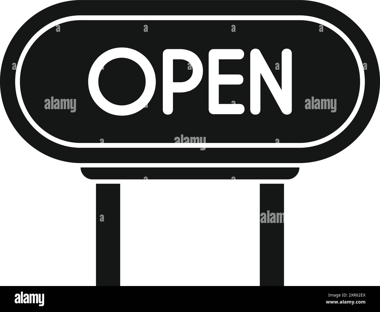 Simple black and white icon of an oval open sign, perfect for ...