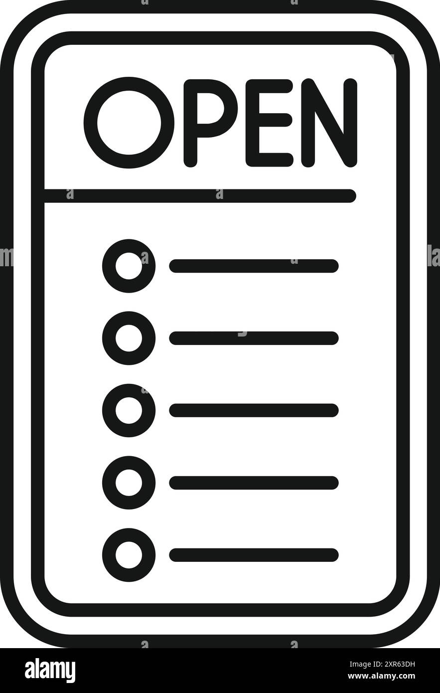 Simple open sign is hanging on a door, indicating the business is open ...