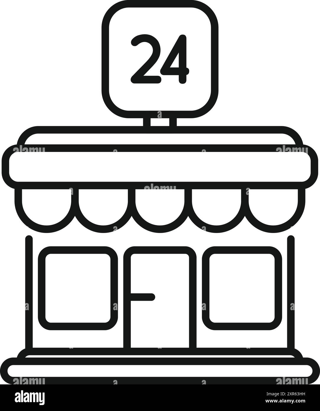 Simple line drawing of a shop exterior, highlighting its 247 ...
