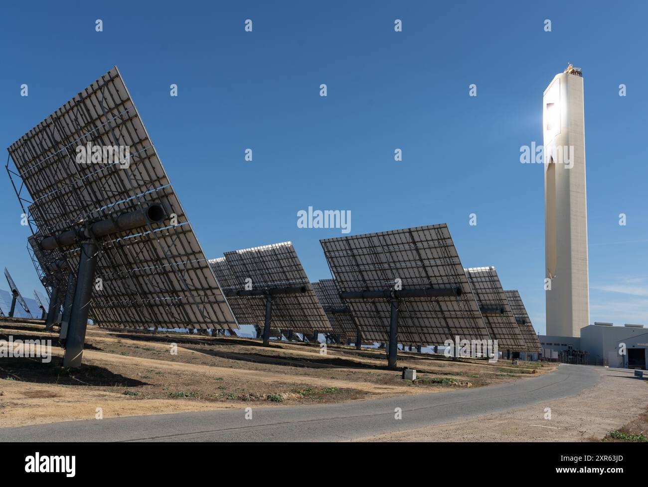 photovoltaic panels at the PS10 solar power station in Sanlucar la ...