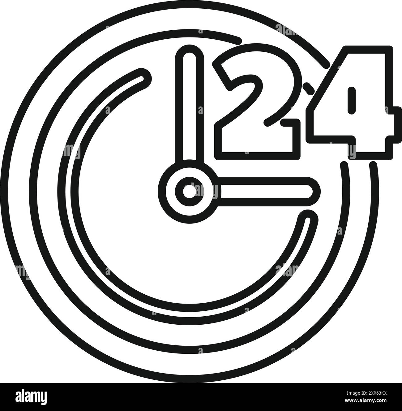 Clock face is showing 24 hours representing a service or business ...