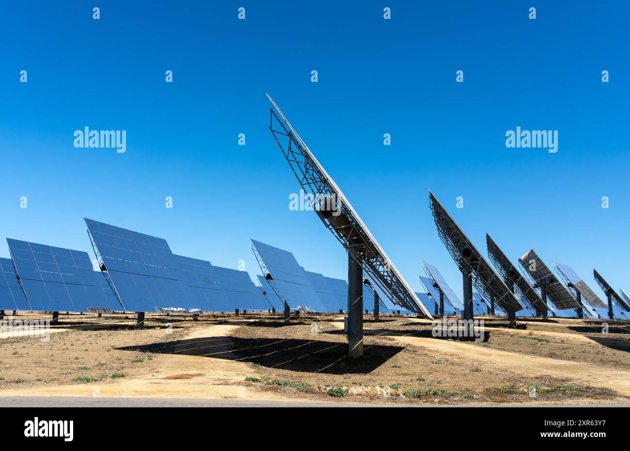 photovoltaic panels at the PS10 solar power station in Sanlucar la ...