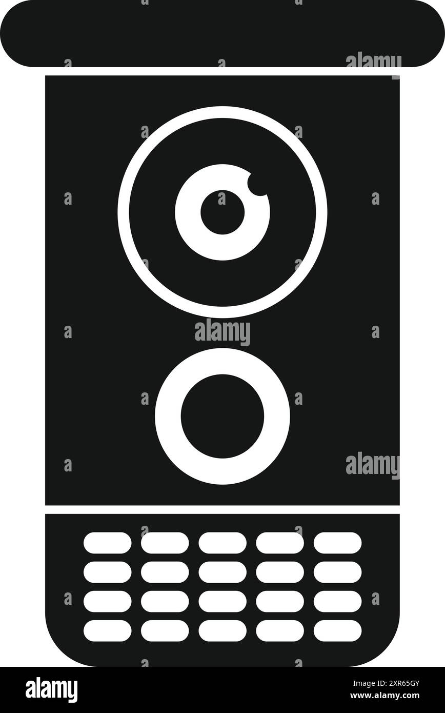 Black and white icon of a modern intercom system with a speaker, microphone, and keypad Stock ...