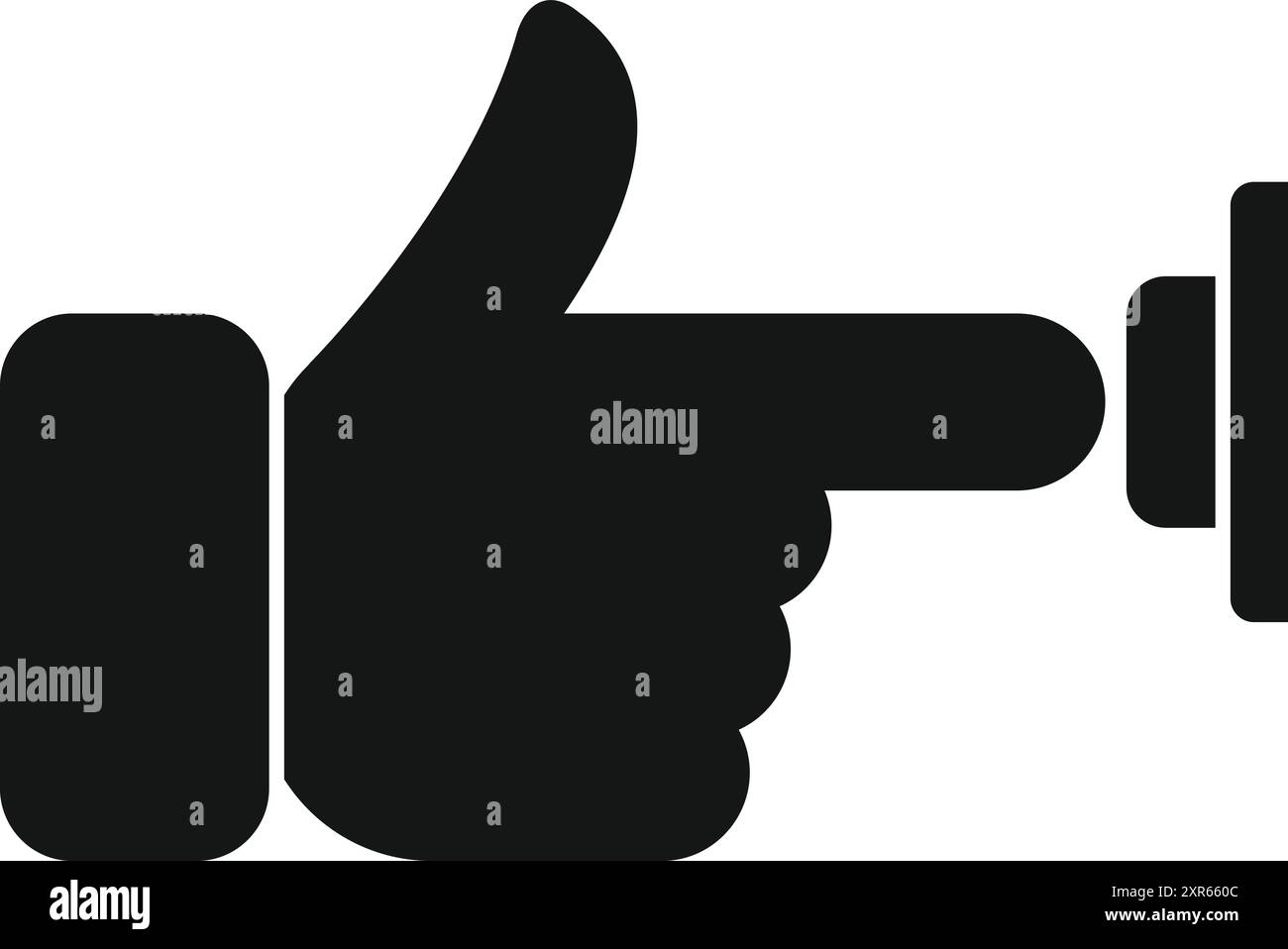 Black silhouette of a hand with the index finger pointing and pushing a ...