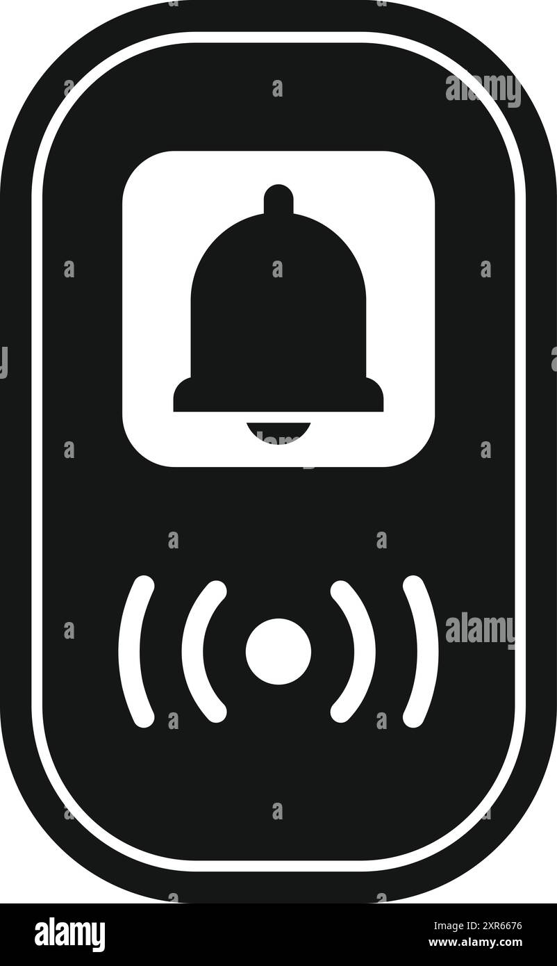 Black glyph icon for a wireless intercom system showing a bell icon ...