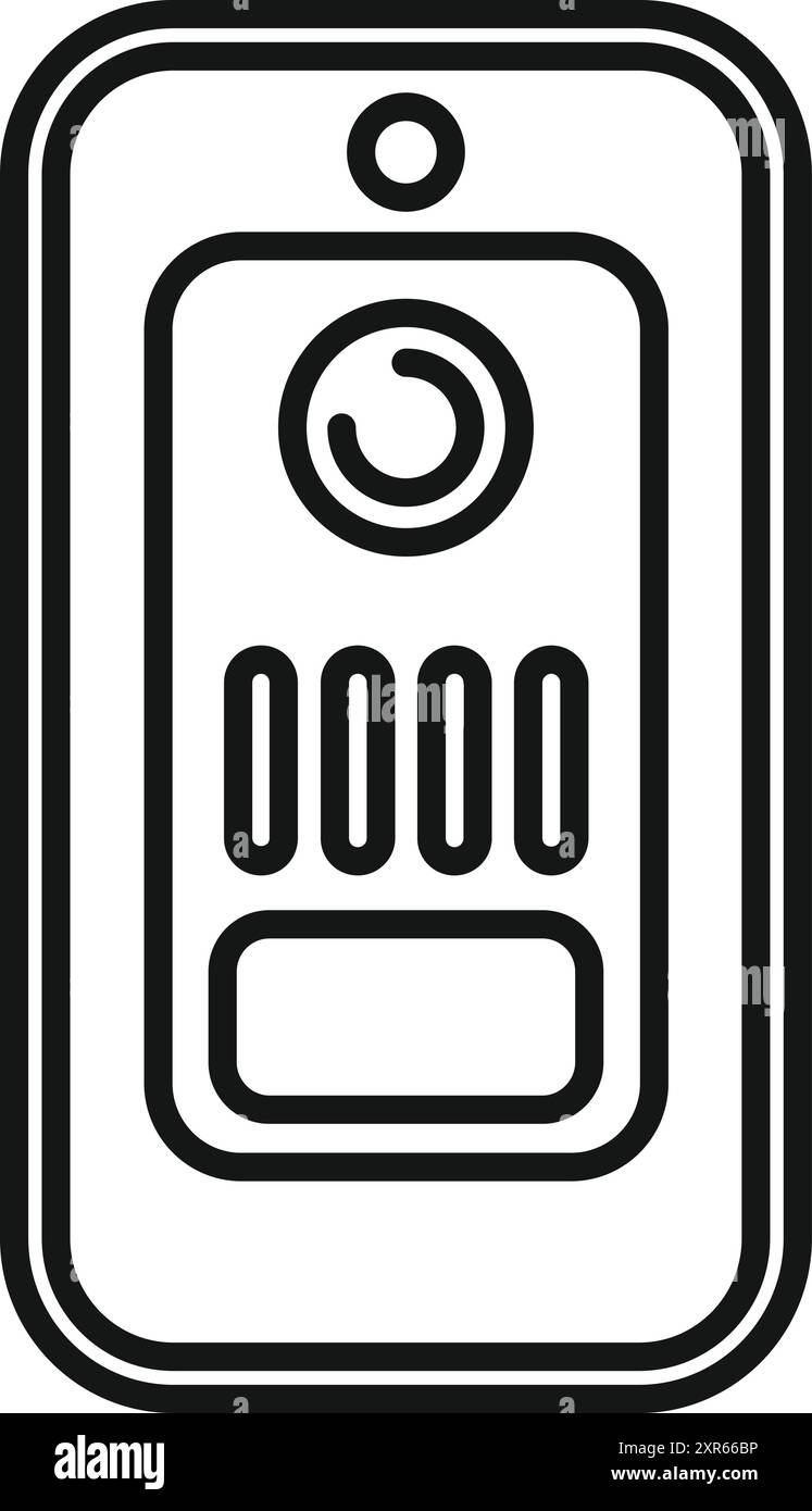 Line art icon of an intercom system, enabling communication and ...