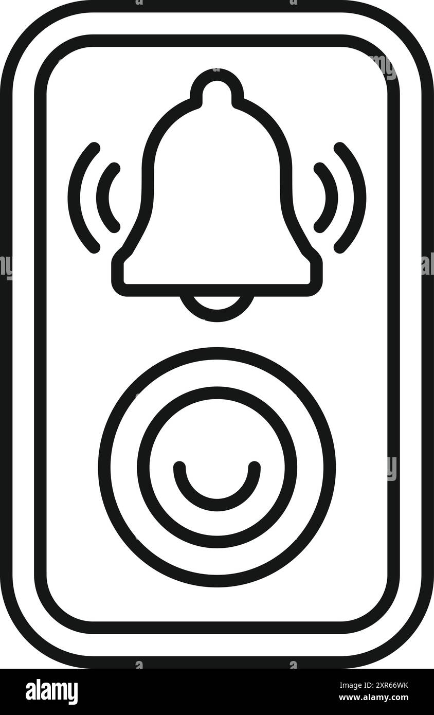 Doorbell ringing icon, outline style, suitable for security system ...
