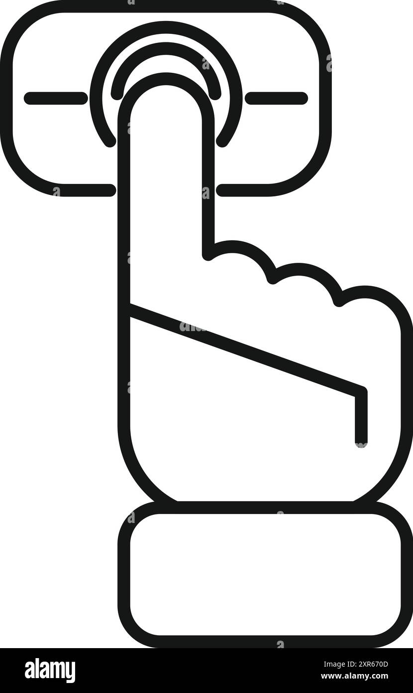 Line icon of a hand activating a button on a control panel ...