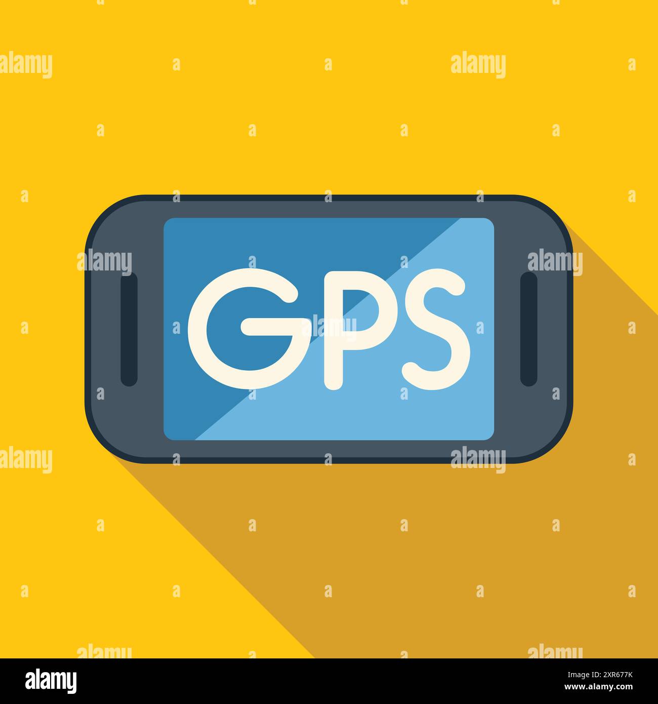 Smartphone displaying gps navigation system on yellow background Stock ...