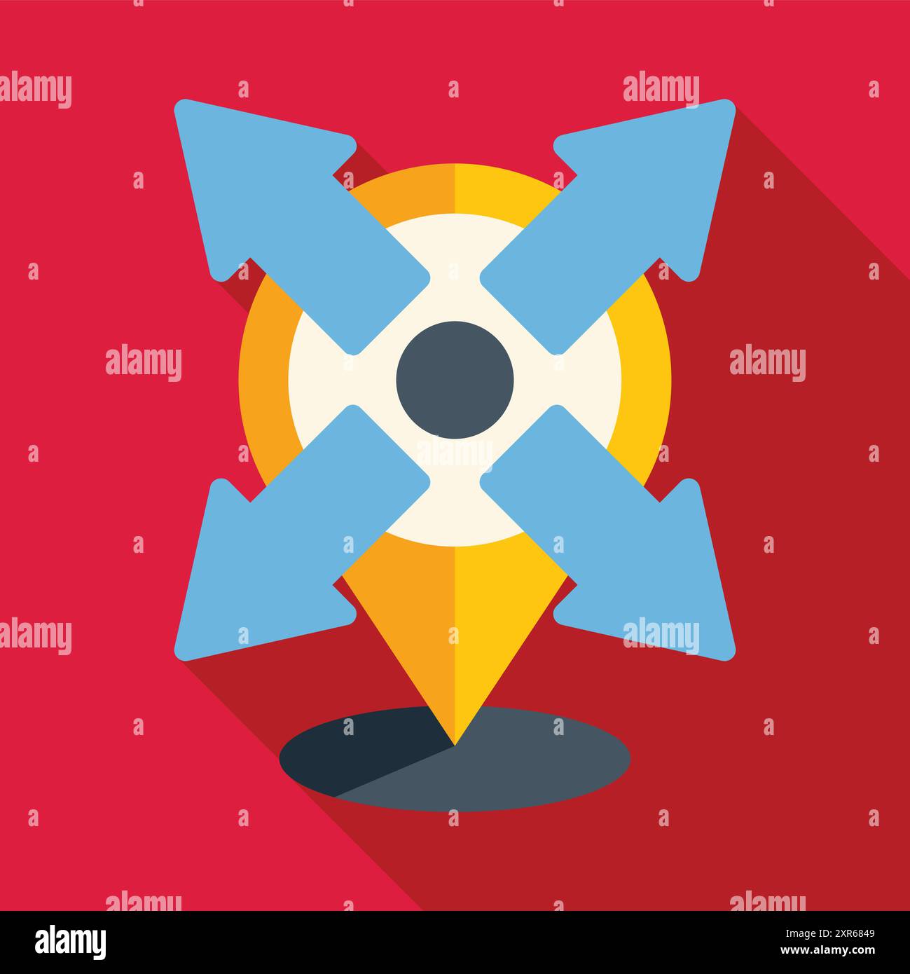 Location icon with four arrows pointing north, east, south, and west, symbolizing navigation and ...