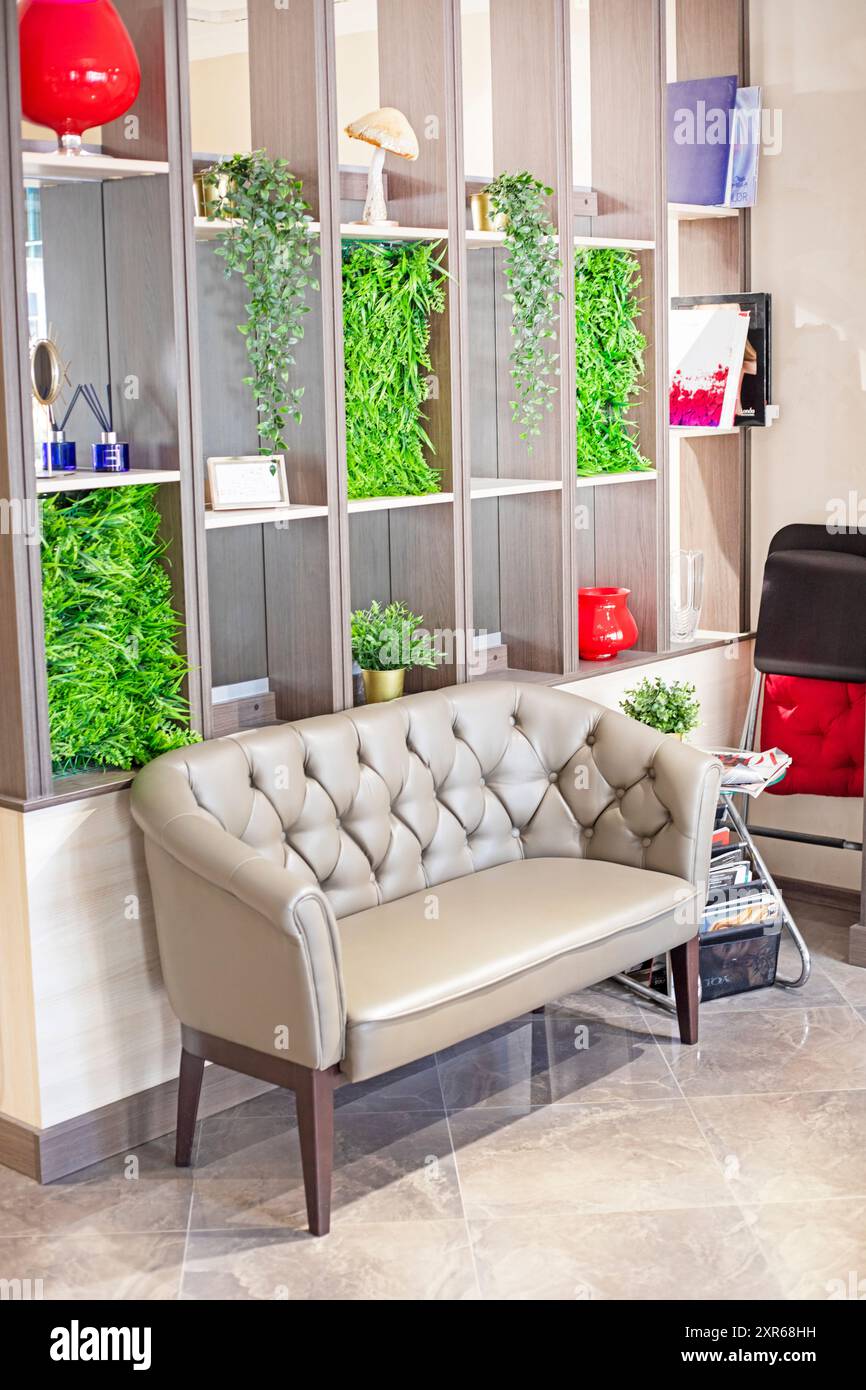 modern interior in a beauty salon with a soft sofa Stock Photo - Alamy