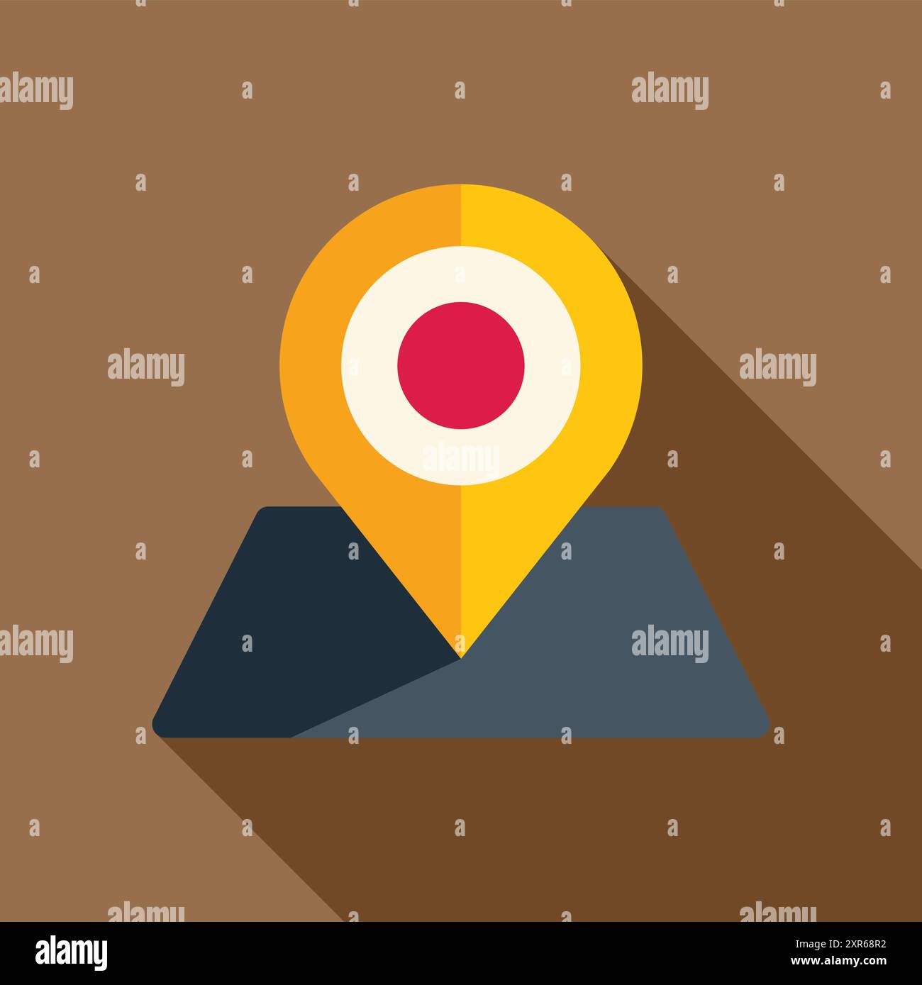 Yellow location pin is pointing on a japan flag over a map Stock Vector ...
