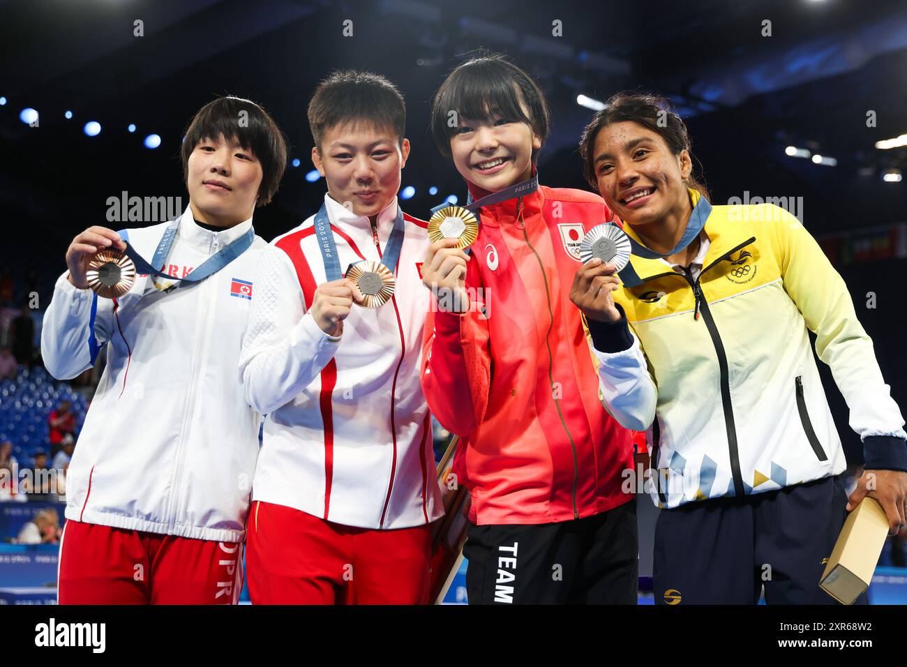 (L to R) CHOE Hyo Gyong (PRK), PANG Qianyu (CHN), Akari Fujinami (JPN ...