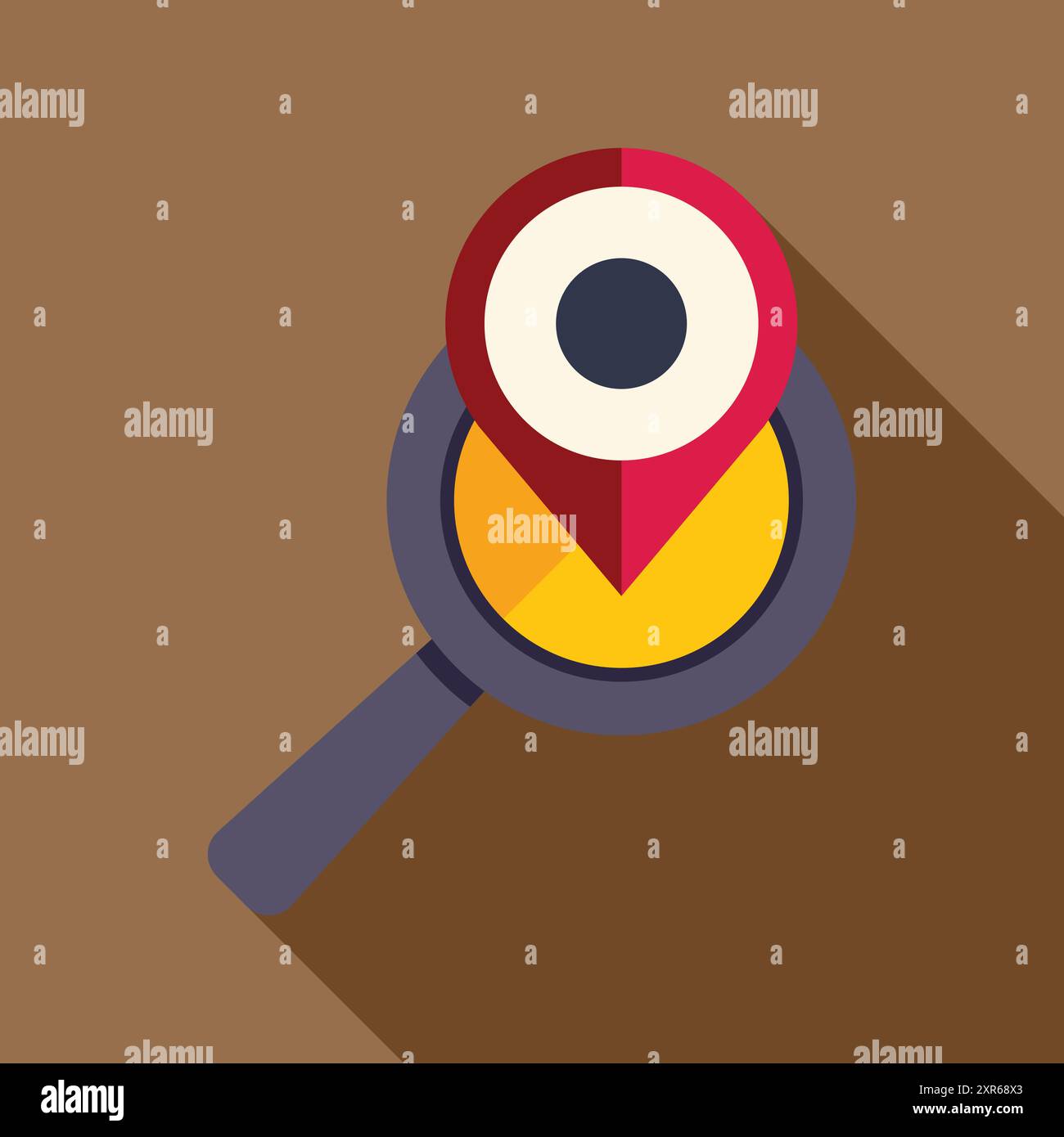 Concept of searching location, magnifying glass focusing on location ...