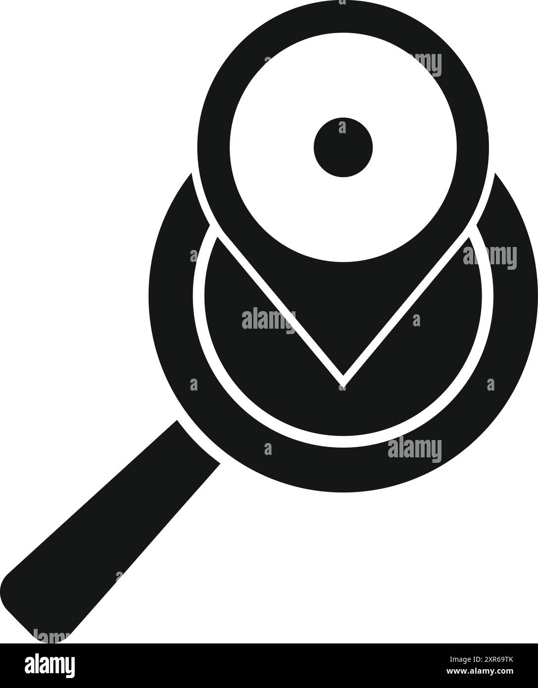 Black magnifying glass searching location pin icon in simple style ...