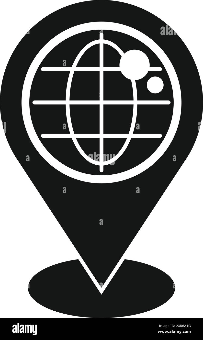 Black icon of a pin from a map pointing a global location with latitude ...
