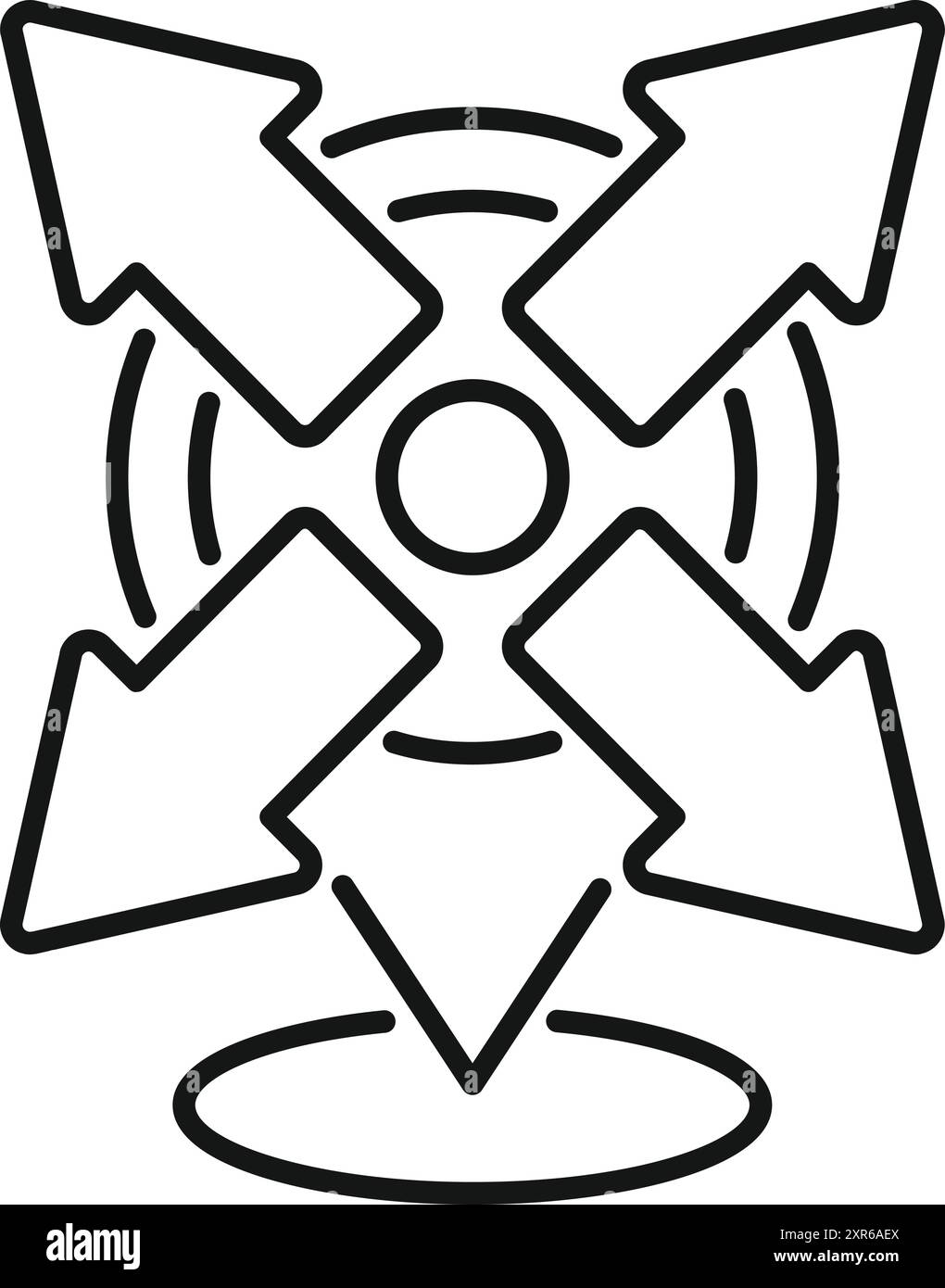 Concept of convergence represented by arrows all pointing to the center ...