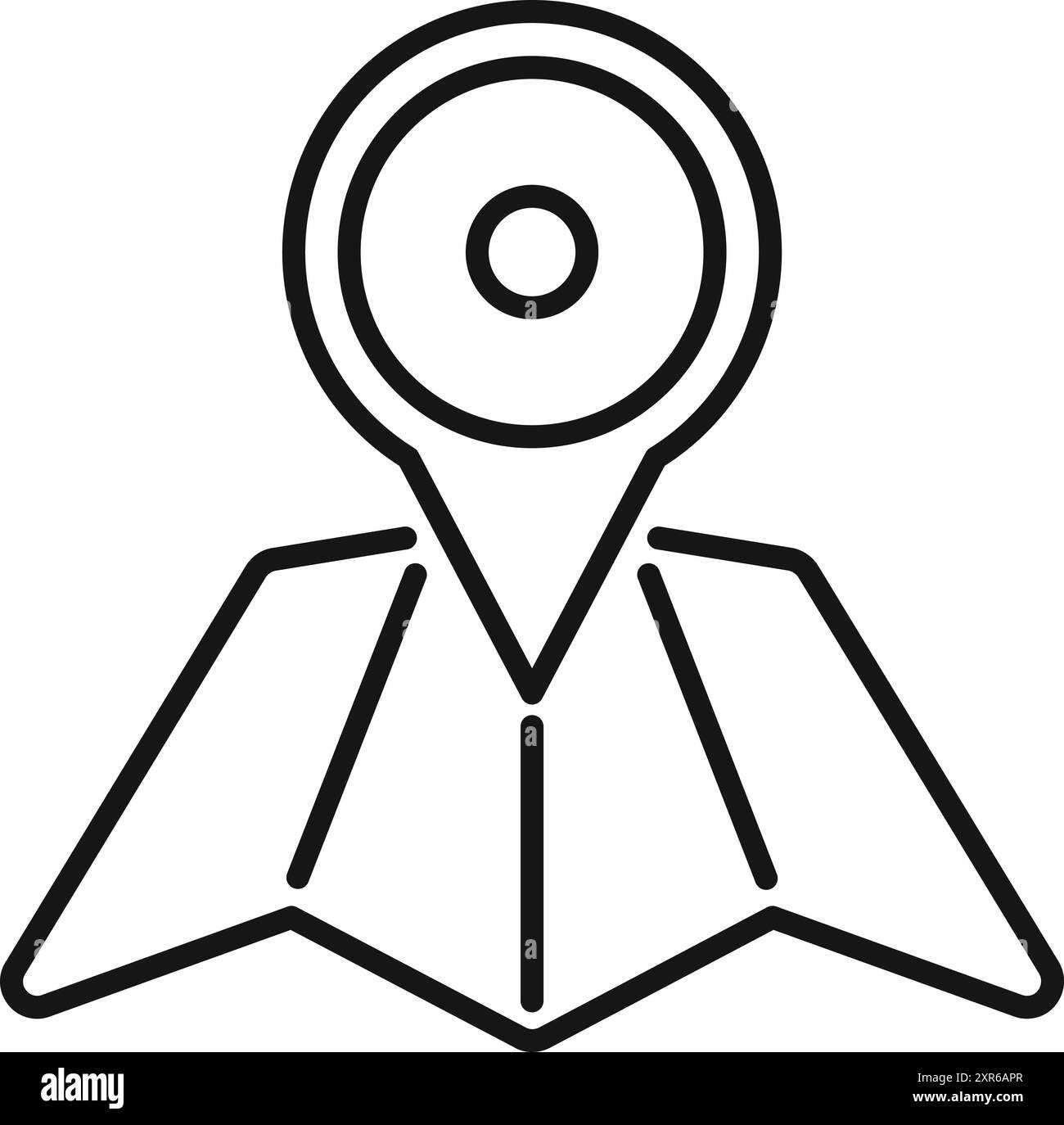 Line icon of a folded paper map with a location pin indicating a ...