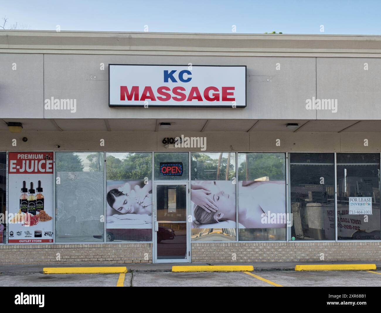 Houston, Texas USA 06-23-2024: KC Massage business exterior storefront ...