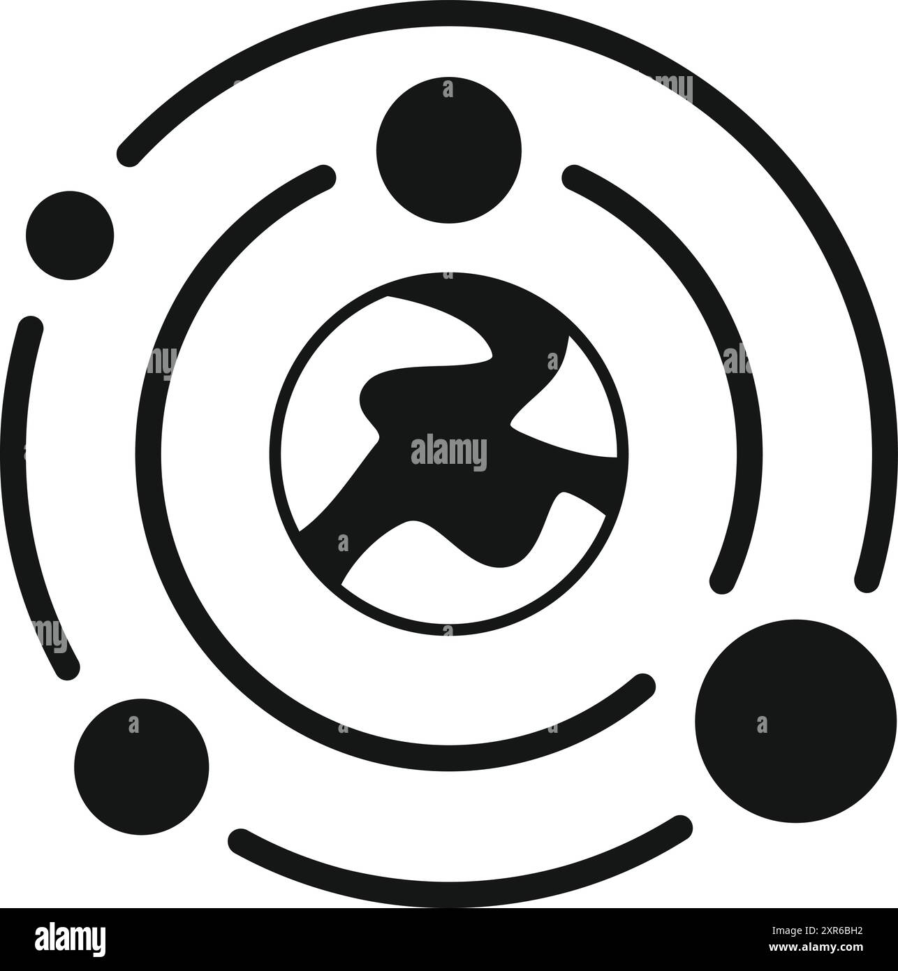 Minimalist icon of the solar system with planets orbiting around the ...
