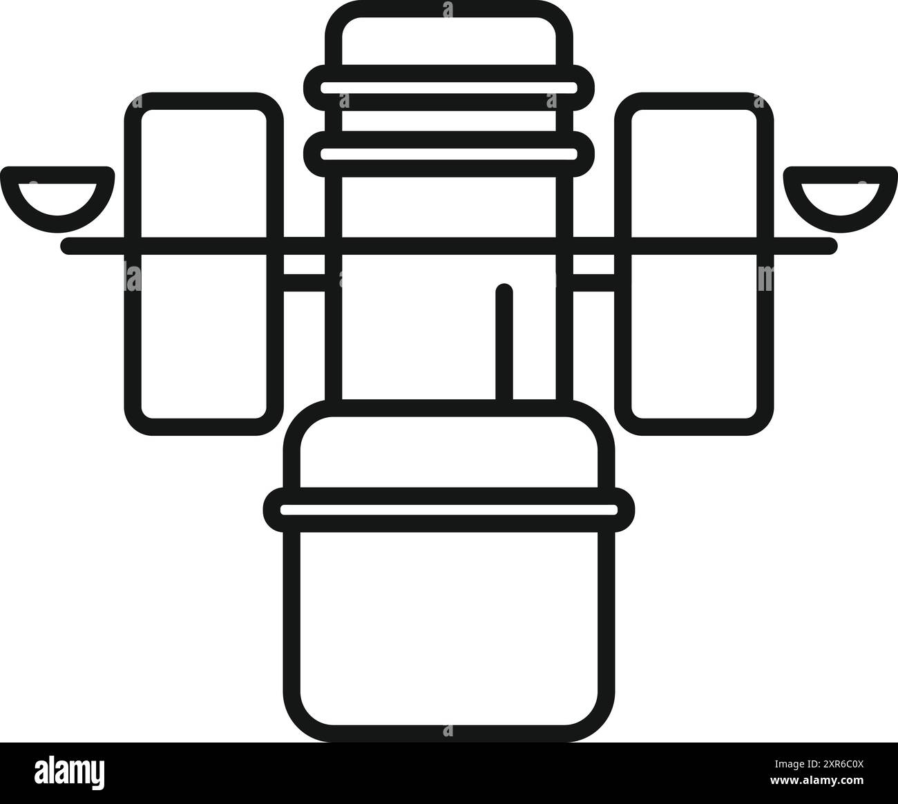 Line drawing of a satellite floating in space with its solar panels ...