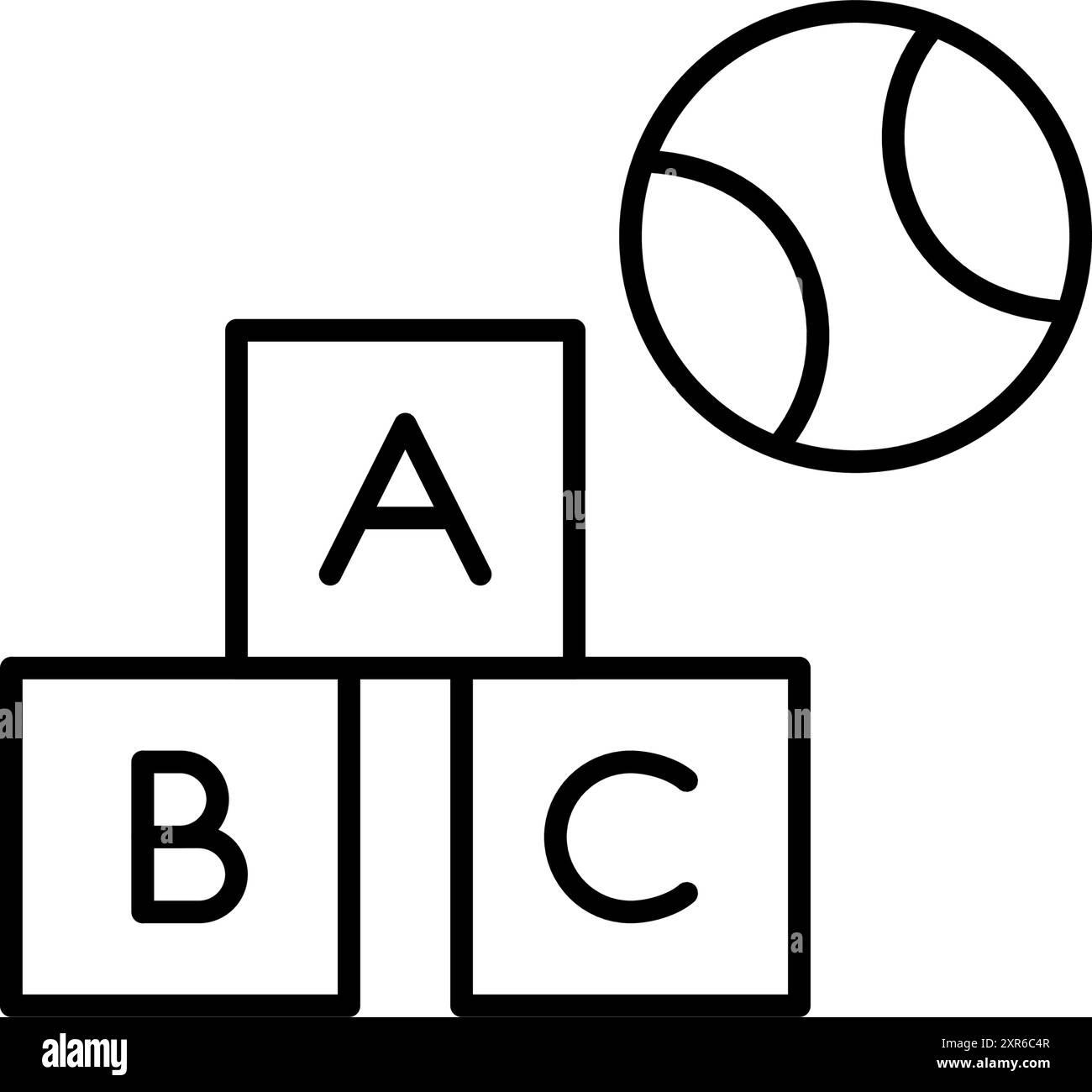 Children toys. Alphabet blocks and ball. Learning and playing. Pixel ...