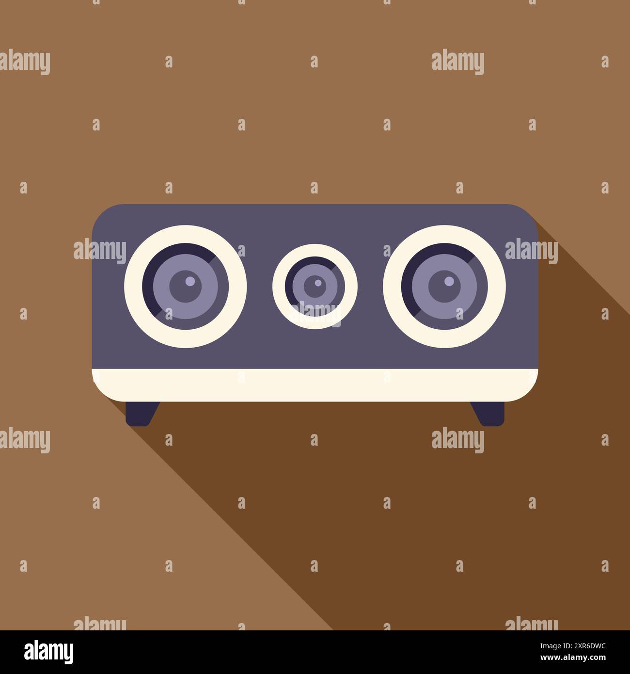 Music center audio system playing electronic music icon in flat style ...