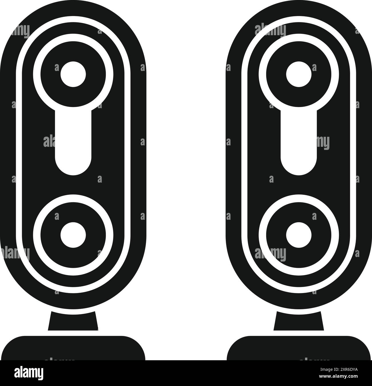 Black silhouette of two audio speakers, delivering powerful and clear ...