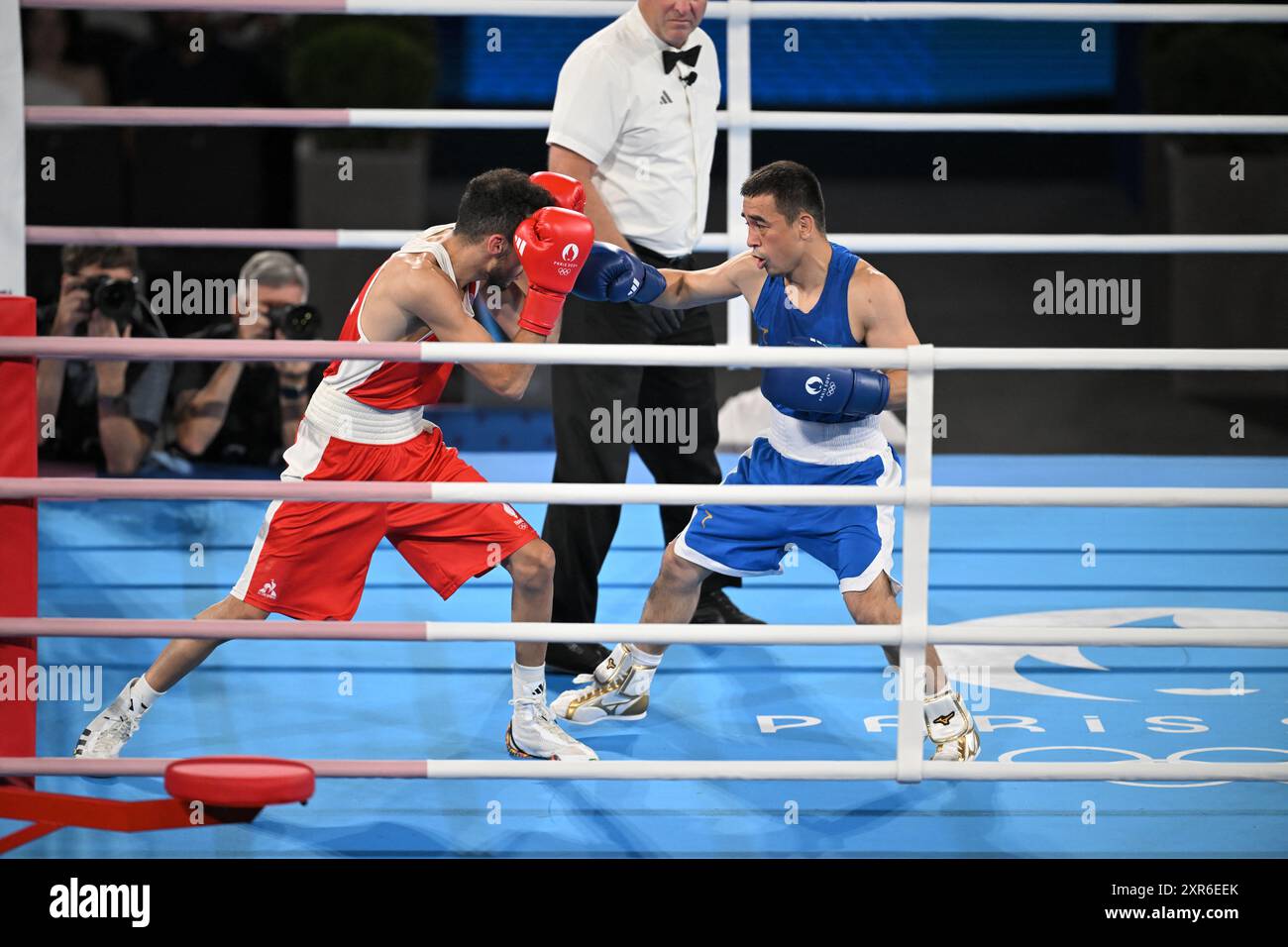 France's Billal Bennama v DUSMATOV Hasanboy in the men's 51kg final ... France's Billal Bennama v DUSMATOV Hasanboy in the men's 51kg final ...