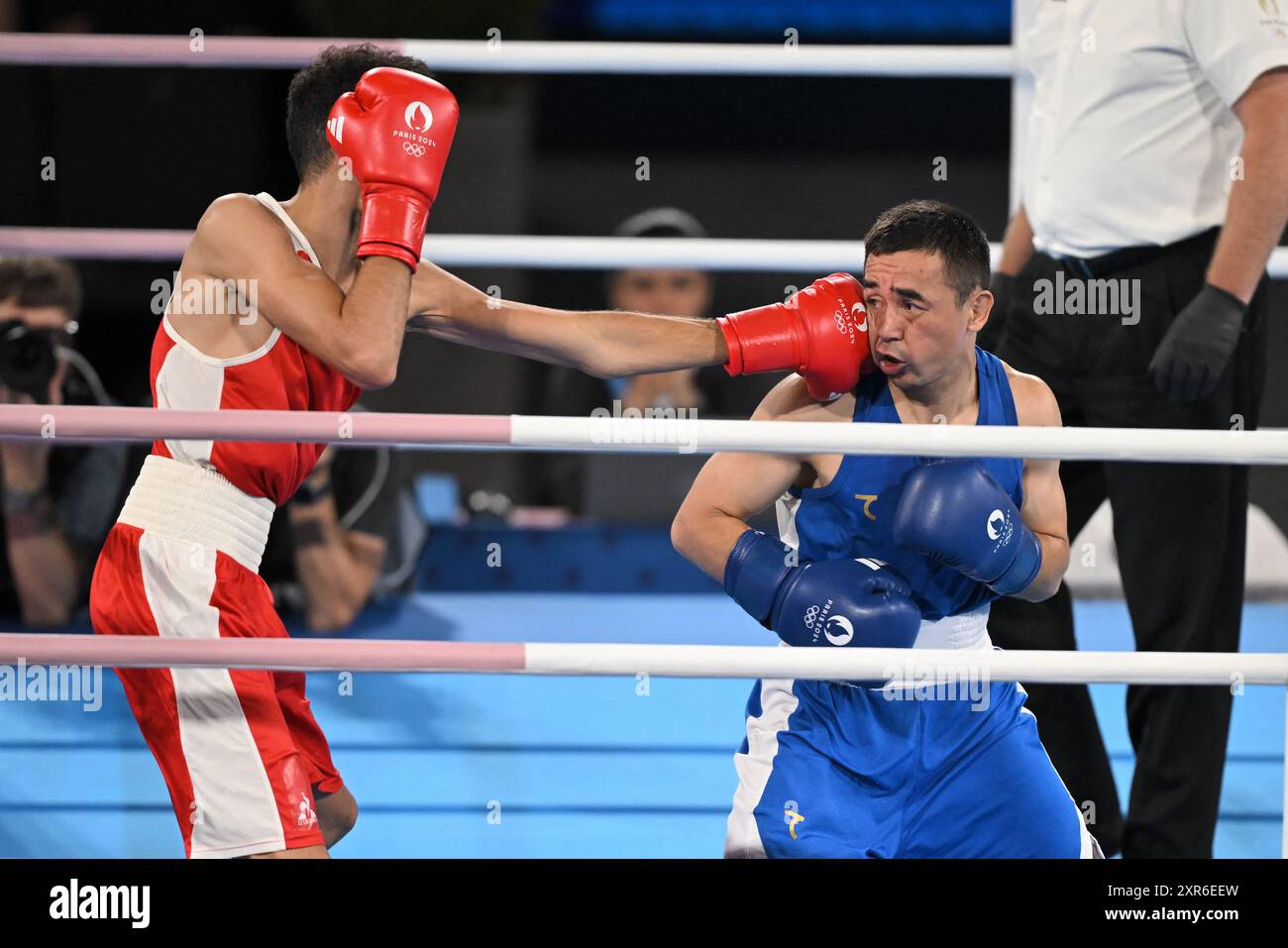 France's Billal Bennama v DUSMATOV Hasanboy in the men's 51kg final ... France's Billal Bennama v DUSMATOV Hasanboy in the men's 51kg final ...