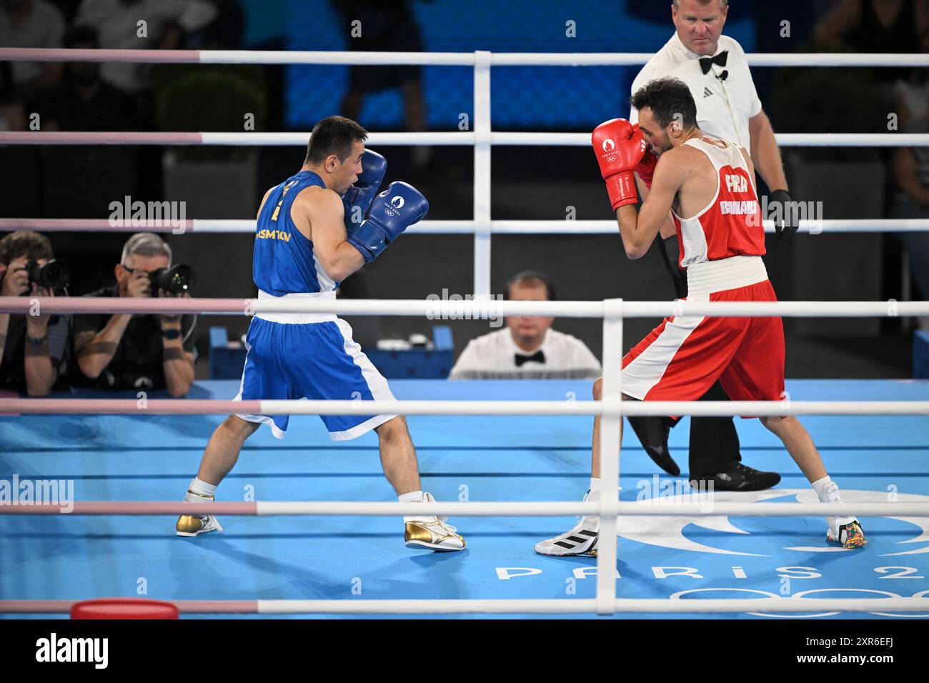 France's Billal Bennama v DUSMATOV Hasanboy in the men's 51kg final ... France's Billal Bennama v DUSMATOV Hasanboy in the men's 51kg final ...