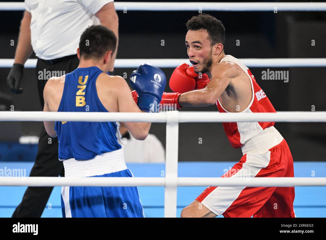 France's Billal Bennama v DUSMATOV Hasanboy in the men's 51kg final ... France's Billal Bennama v DUSMATOV Hasanboy in the men's 51kg final ...