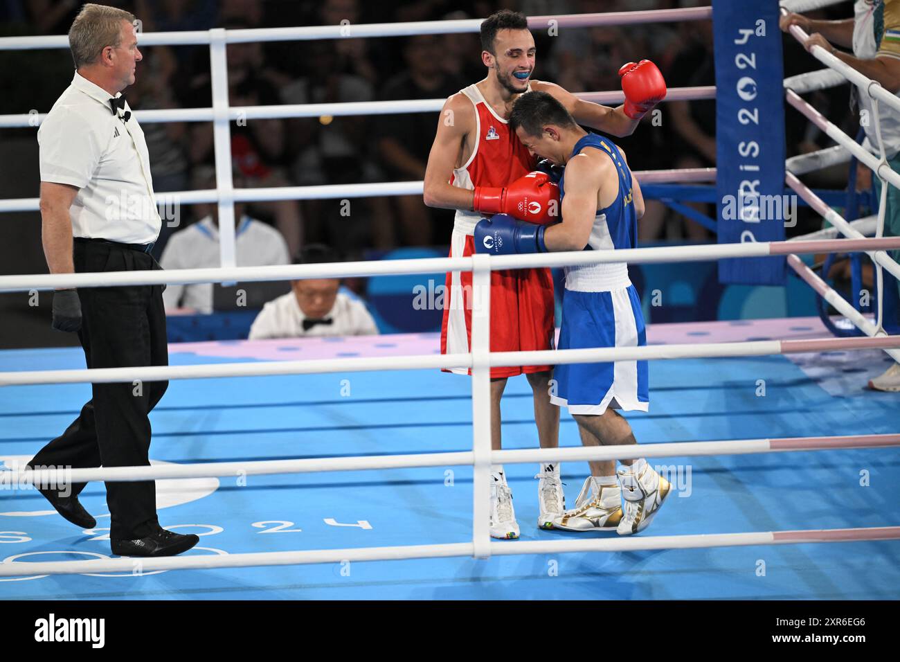 France's Billal Bennama v DUSMATOV Hasanboy in the men's 51kg final ... France's Billal Bennama v DUSMATOV Hasanboy in the men's 51kg final ...