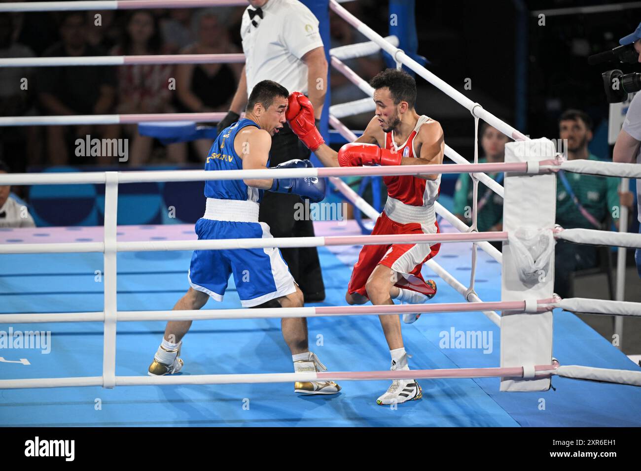 France's Billal Bennama v DUSMATOV Hasanboy in the men's 51kg final ... France's Billal Bennama v DUSMATOV Hasanboy in the men's 51kg final ...