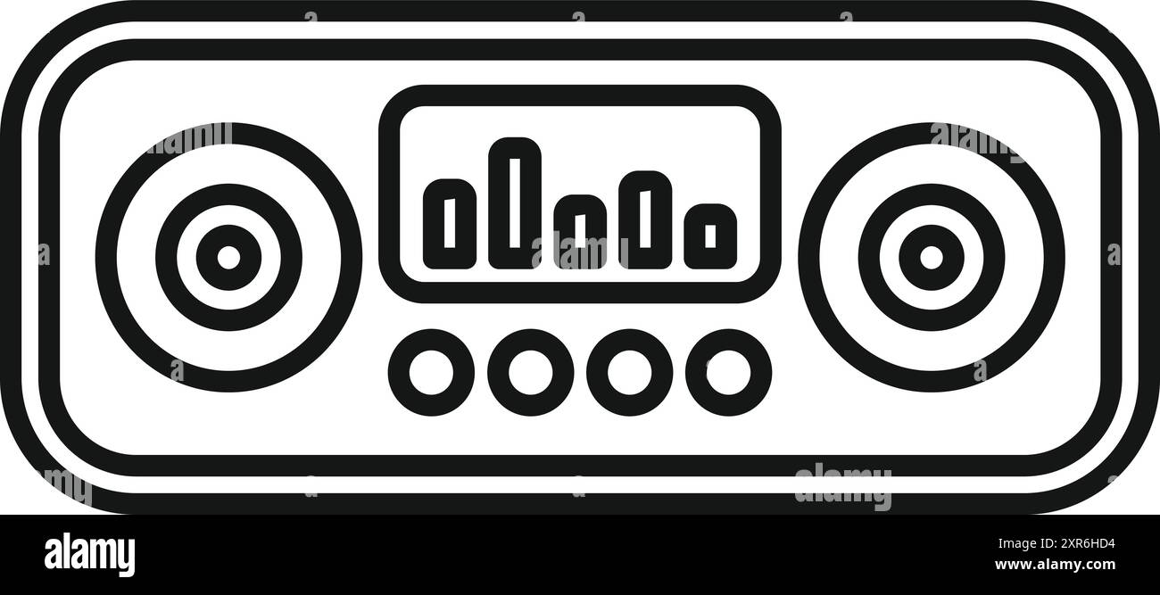 Retro car radio playing music with buttons and antenna icon Stock ...