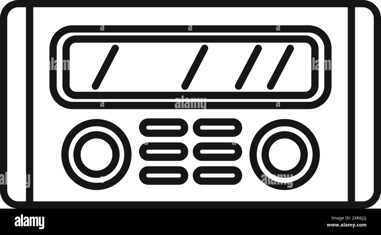 Line drawing of an old radio receiver broadcasting breaking news with ...