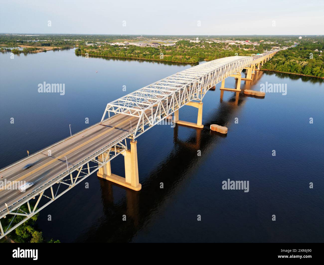 Aerial View of the Betsy Ross Bridge over the Delaware River ...