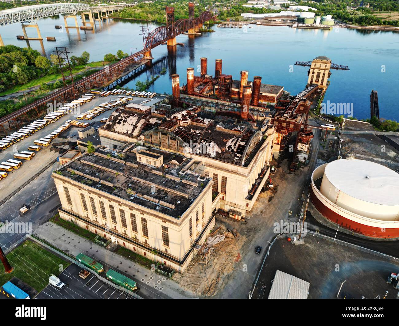 Aerial View of Abandoned Power Plant on Delaware River Philadelphia Stock Photo - Alamy
