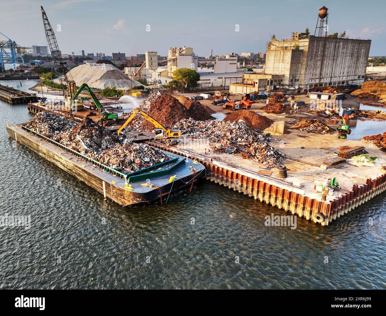 Aerial View of a Trash Barge and Junk Yard along Delaware River Stock ...