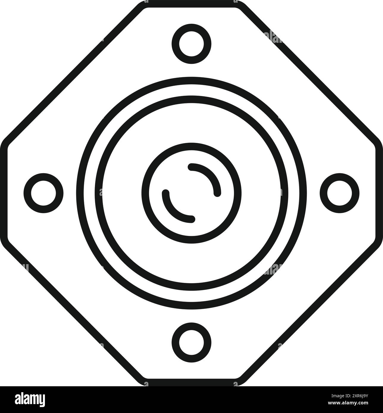 Line art icon of an octagonal subwoofer speaker with sound frequency ...