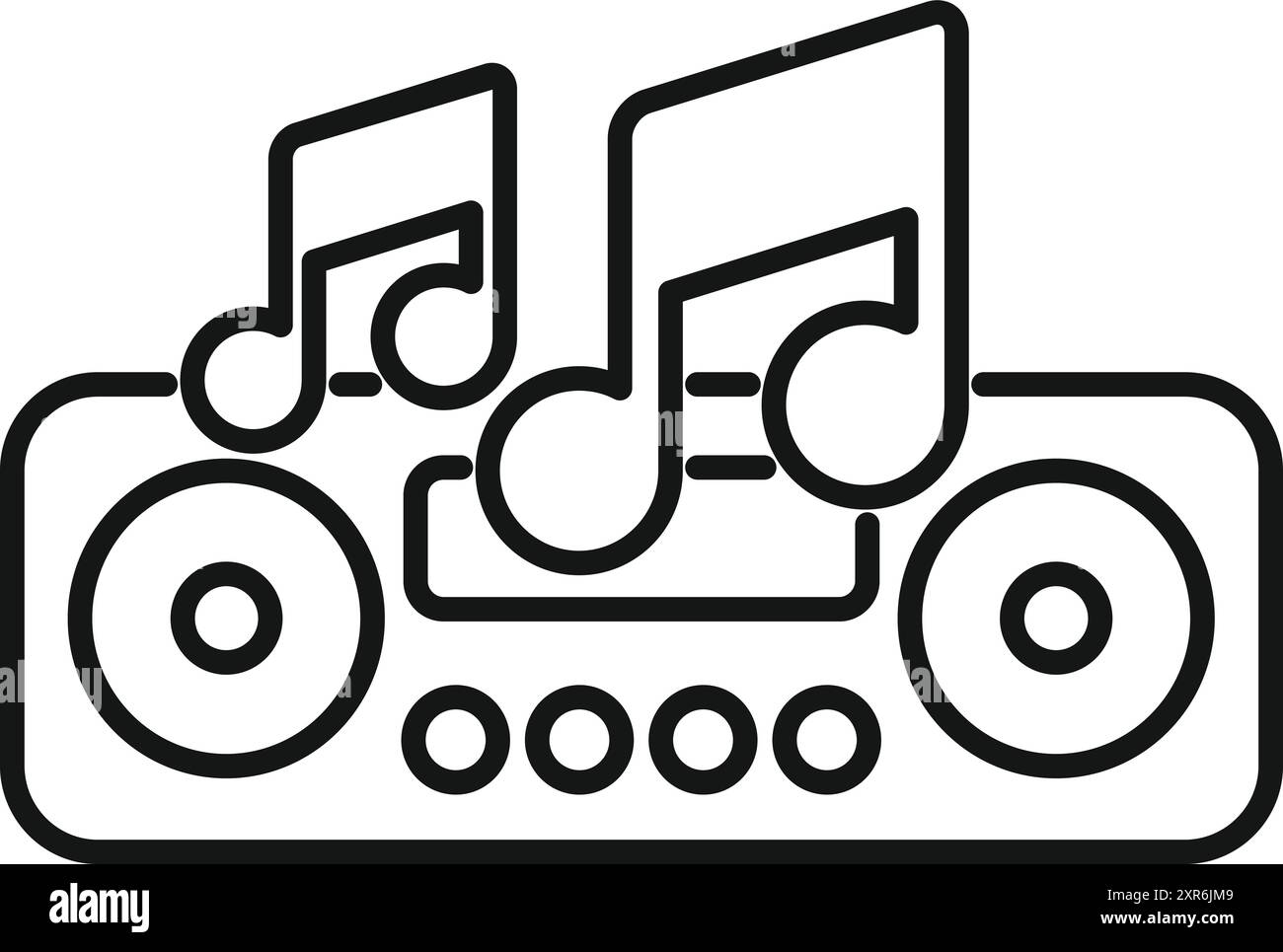 Line art icon of a music player playing energetic music with musical ...