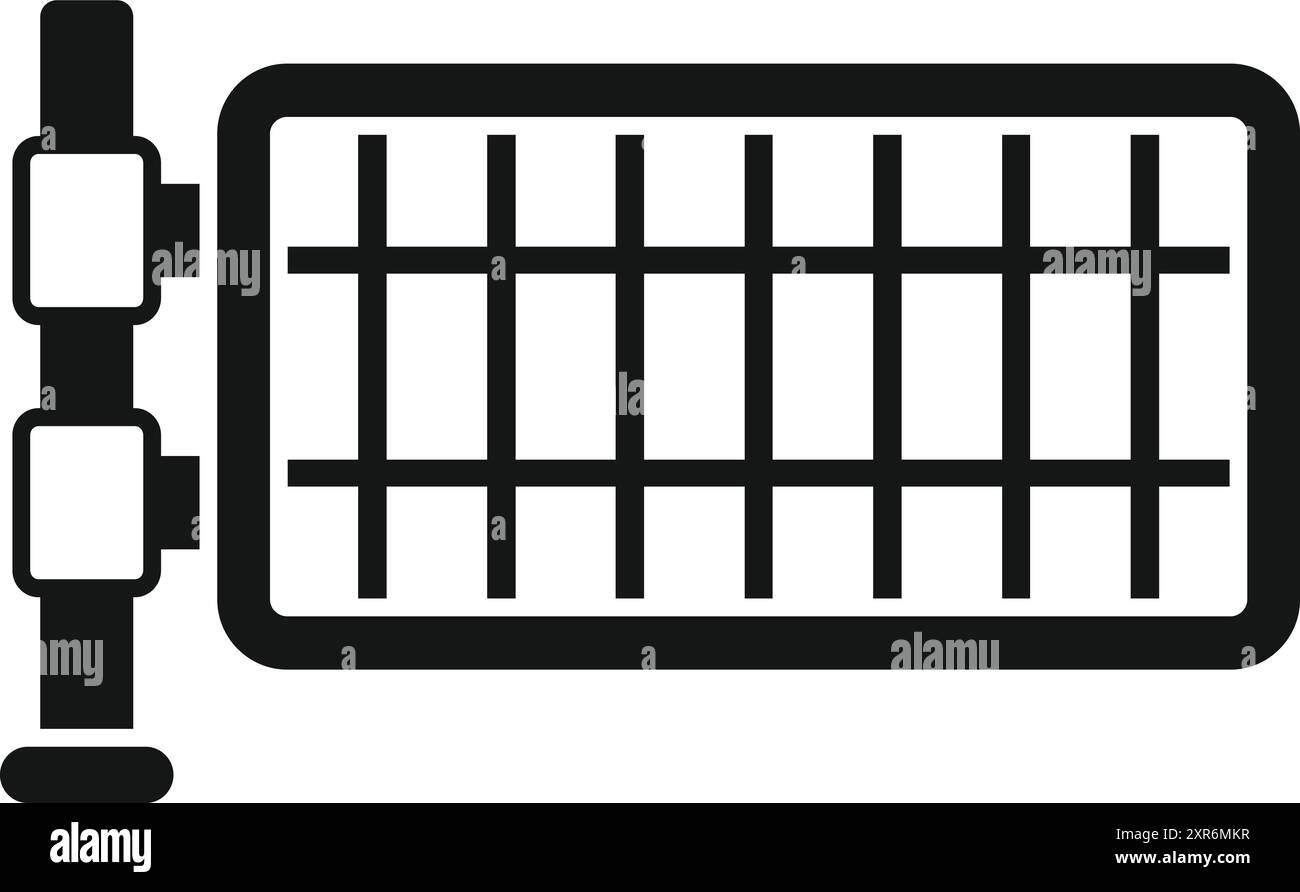 Simple icon representing a house radiator providing central heating ...