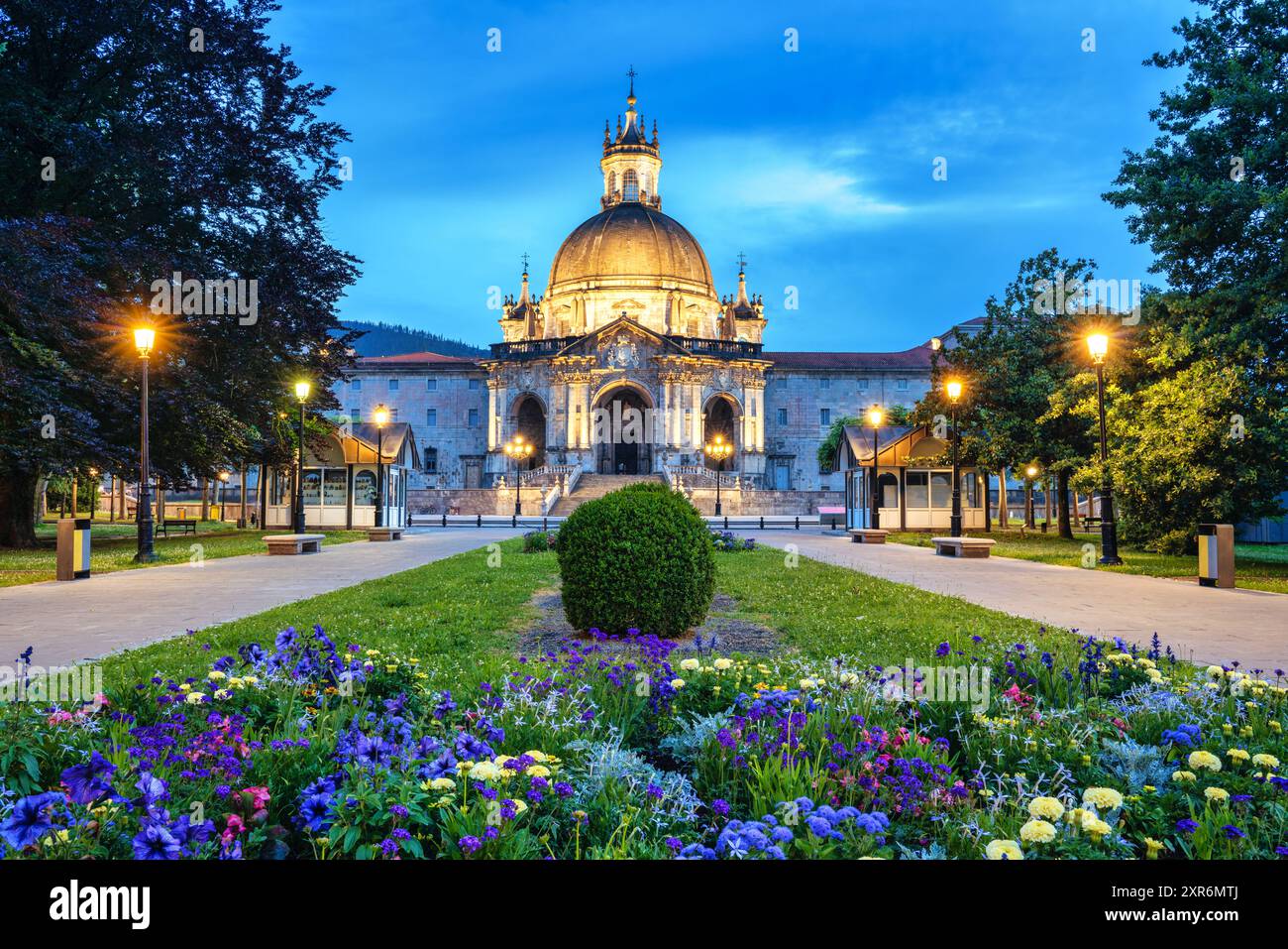 Spain, Euskadi - View at blue hour of the sanctuary and house where San ...
